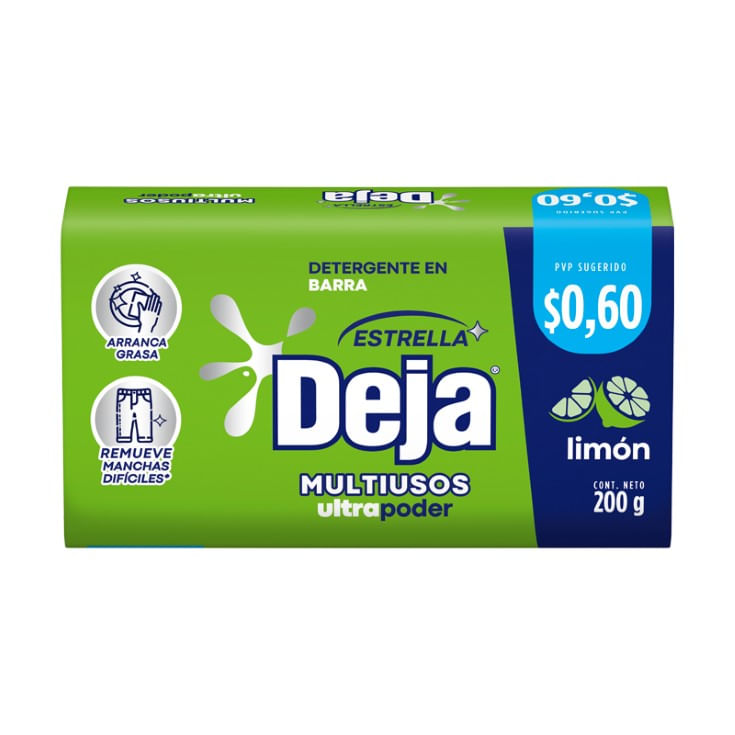 Jabon Barra Deja Lavaplatos Limon 200 Gr.