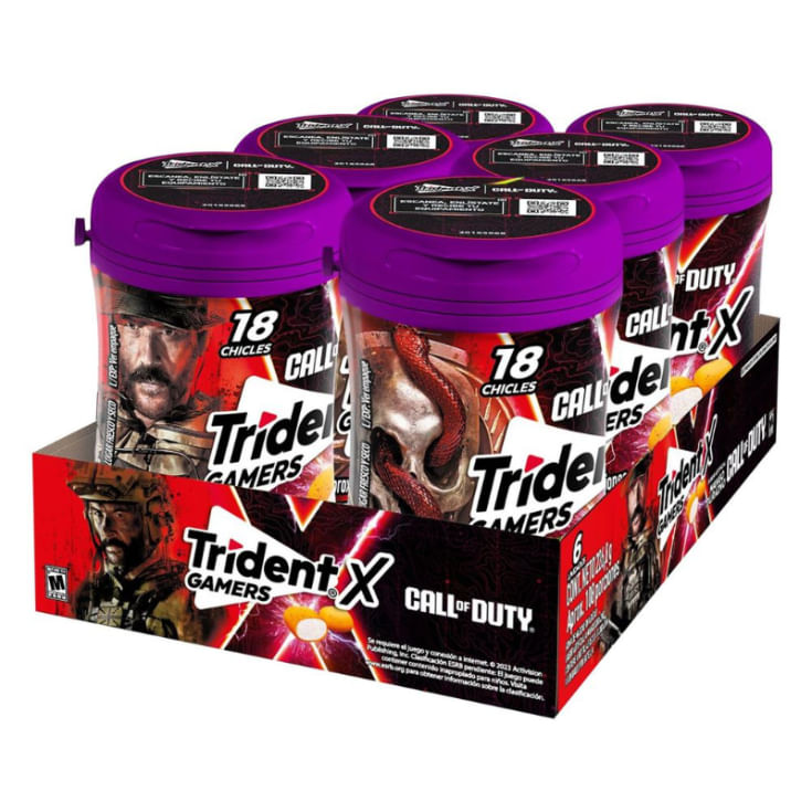 Chicle Gamers Sabor A Mango Durazno Trident Botella Display X6 226,8 gr